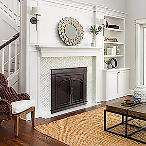 Pleasant Hearth FN-5700 Fenwick Fireplace Glass Door, Oil Rubbed Bronze, Small