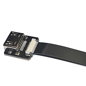 Short Flat Slim Thin HDMI FFC FPV HDMI Cable Standard HDMI Female Plug to Standard HDMI Male 90 Degree Compatible with RED blackmagic BMCC Sony FS7 Canon C300 Black 10cm
