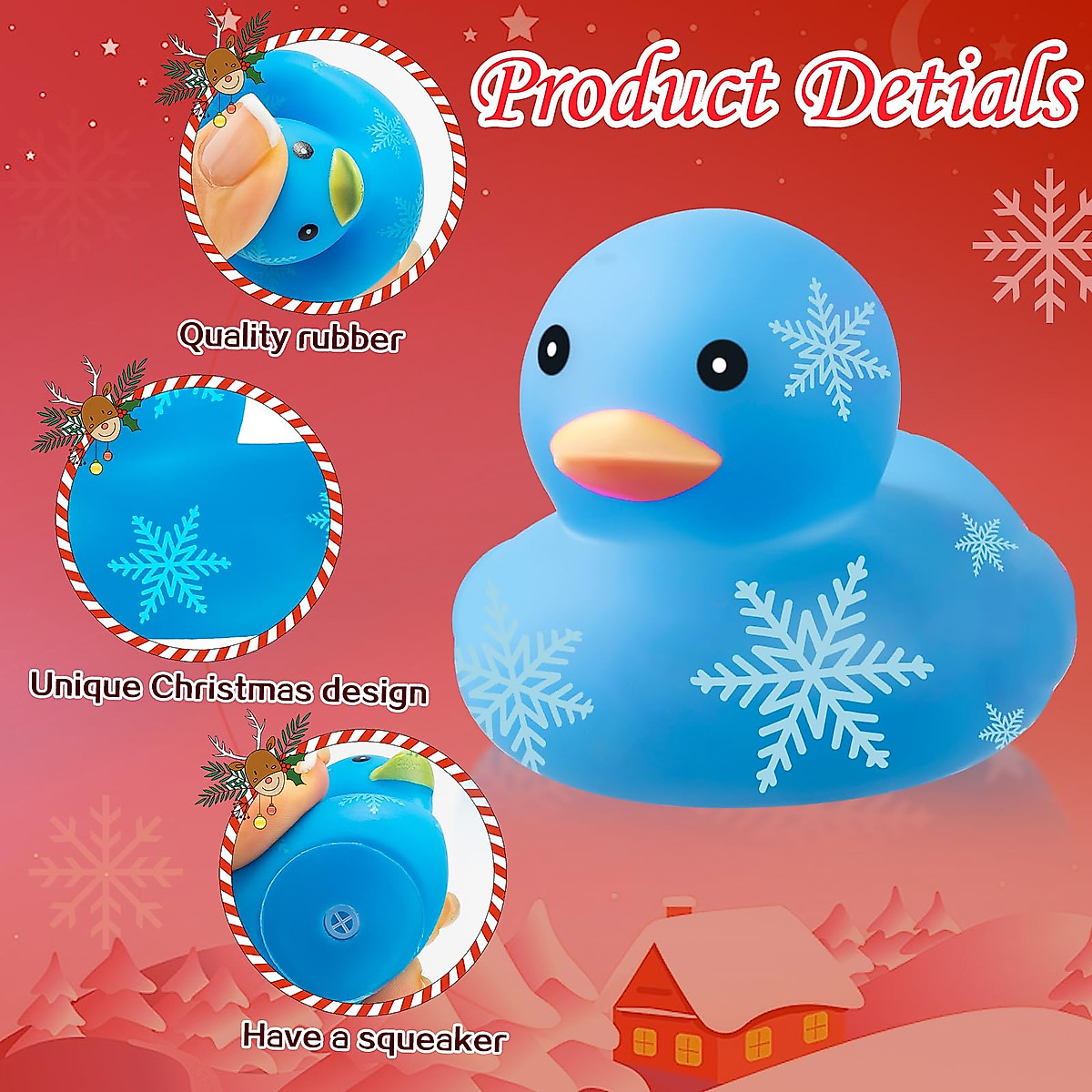 Poen 108 Pcs Christmas Glow in The Dark Rubber Ducks Christmas Rubber Ducks Bulk Light up Mini Rubber Duckies Bathtub Toys for Girls Boys Christmas Party Favors Birthday Pool Rewards (Cute Style)