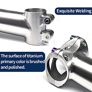 Chestnut-YX Titanium Bicycle Stem Bike Stem 25.4mm/31.8mm 5 Degree Bike Handlebar Stem for Mountain Bike Road Bike BMX MTB,Stem X Length 50/60/70/80/90/100/110/120mm (31.8mm, 60mm)