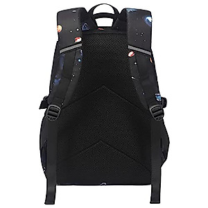 HEYZARDA School Backpack for Boys Kids Bookbag Outer Space Book Bag with Lunch Box 3 in 1, Colorful