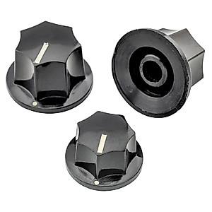 Musiclily Pro Inch Size Jazz Bass Knobs Set for USA CTS Pots Fender JB Style Bass, Black (Set of 3)