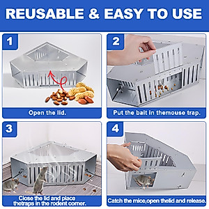 Humane Rat Trap,Extra Large Reusable Automatic Rat Trap,Didirectional Combined Continuous Rat Traps Cage,No Bait,Mouse Stations for Mice Outdoor and Indoor,Keeps Children and Pets Safe