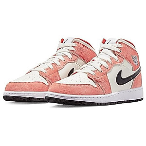 Nike Air Jordan 1 Mid Grade School Team Orange/Black-Sail-White DV1336-800 6.5Y
