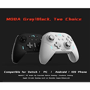 MOBAPAD M9 Wireless Controller for Switch/PC/Android/iPhone,Bluetooth Remote Controller with NFC,Macro Programming,Double Vibration and Wake up Function(WHITE)