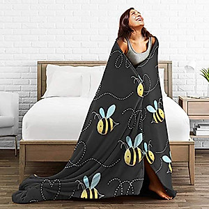 LIVE & LOVE Micro Fleece Blanket Throw Blanket Bumble Bees Print Ultra-Soft Fuzzy Light Weight Cozy Warm Fluffy Plush Blanket Microfiber for Bed Couch Chair Living Room Fall Winter Spring