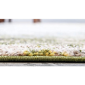 Unique Loom Estrella Collection Abstract, Modern, Light Colors, Distressed Area Rug, 2 ft x 7 ft, Blue/Beige