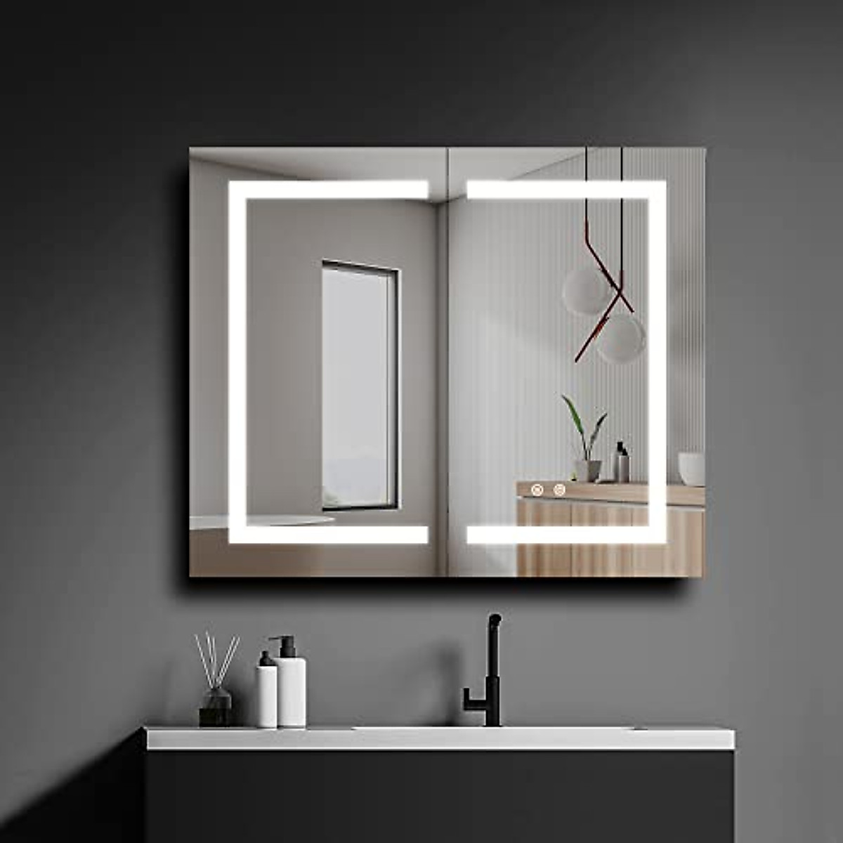 Wemin Smart Home Recessed or Surface 36x30 Inch LED Mirror Medicine Cabinet with Adjustable Color Temp, LED Lighted Medicine Cabinet w/Defogger, Light Color Dimmer(2700-6500K), Outlets & USB (36 x 30)