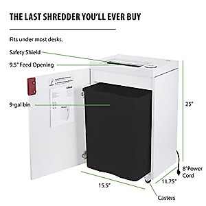 ideal. 2465 Cross-Cut Deskside Paper Shredder, Continuous Operation, 9-11 Sheet, 9 Gal. Bin, Shred Staples/Paper Clips/Credit Cards, 3/4 HP Motor, P-5 Security Level
