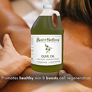 Best of Nature 100% Pure Olive Massage & Body Oil – Cold Pressed, Natural & Unscented Moisturizer for Skin, Hair & Bath, 8 fl oz