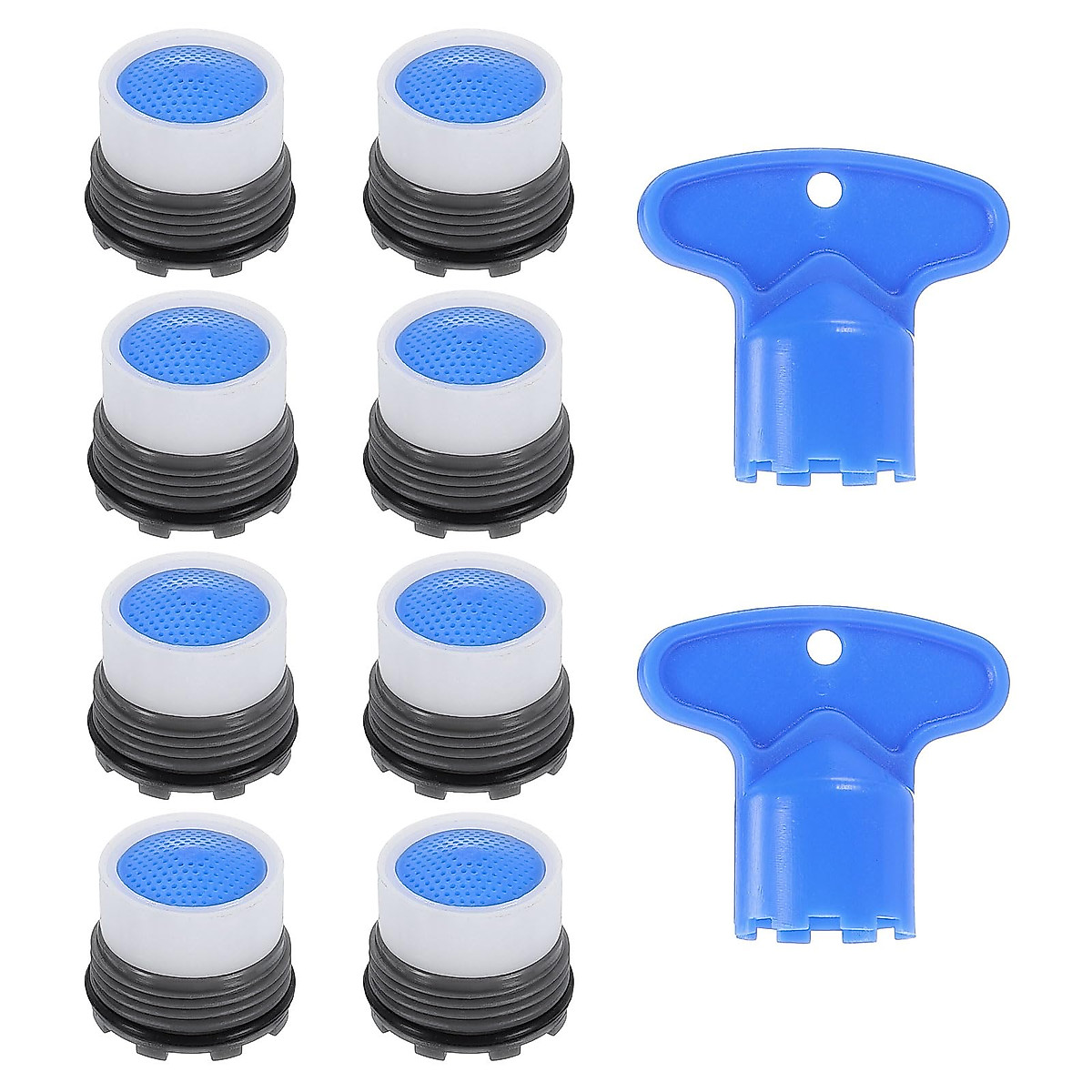 uxcell 8Pcs 16.5mm Cache Faucet Aerator with 2Pcs Removal Wrench Tool, Faucet Replacement Parts, Water Saving Flow Restrictor Set Replacement Parts for Kitchen Bathroom Sink