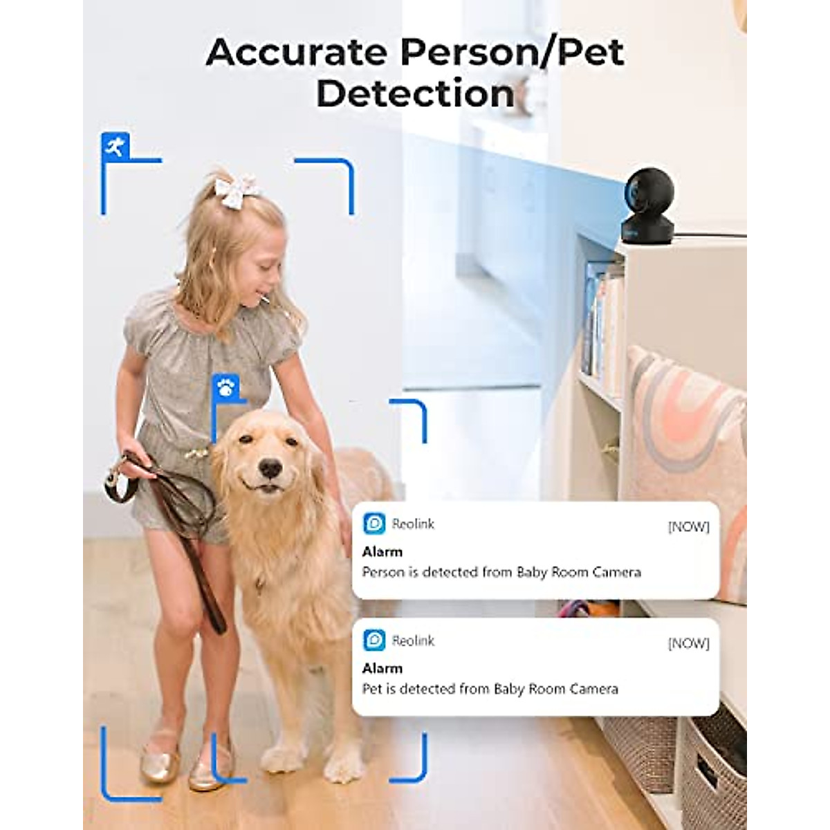 REOLINK E1 Pro 4MP Indoor WiFi Camera Bundle with 32GB Micro SD Card, 2.4/5 GHz Wi-Fi, Two Way Talk, Motion Tracking, Motion Detection for Baby and Pet Monitor