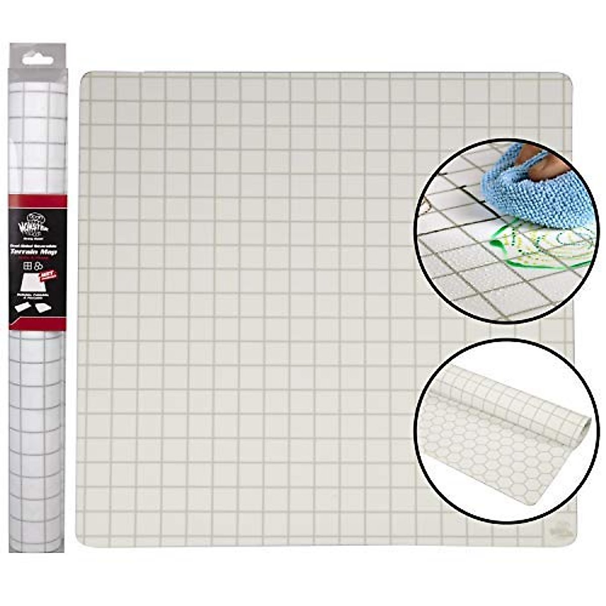 Double-Sided Role Playing RPG Game Mat- Reversible Silicone Battle Matte Grid w Hexes and Squares- XL 20"x20"-Foldable, Rollable, Wet Eraseable - Made for D&D Dungeons Dragons, Pathfinder and More