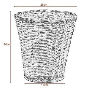 CL-ZZZ Round Wicker Paper Recycle Basket Bin Trash Can, Hand-Woven Whitout Lid Rattan Rubbish Bin for Bedroom Living Room Bathroom Office Kitchen
