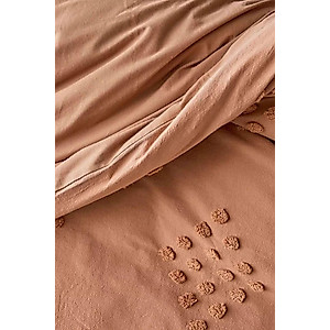 HANDICRAFT HANDLOOM Burn Orange Boho Duvet Cover Twin Size-68"x90" Tufted Duvet Cover for All Seasons Bedding with Pillow Cover Set 100% Washed Cotton 3 Pieces Tufted Embroidery for Home (D-3)