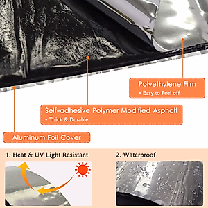 BXI Flashing Roll Tape Membrane, 4 inches X 32 Feet Thick Waterproof Patch Seal Tape, Self-Adhesive SBS Modified Rubberized Asphalt, Deck Seam Joist Leak Sealant for Roof Window Gutter Repair Outdoor