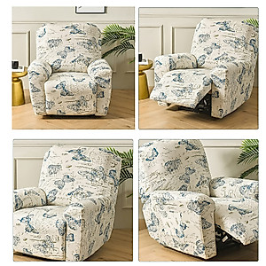 Eco-Ancheng Recliner Slipcovers 4-Pieces Lazyboy Recliner Covers Recliner Couch Covers Recliner Chair Cover Non Slip Reclining Slipcovers with Storage Pockets Furniture Protector for Living Room