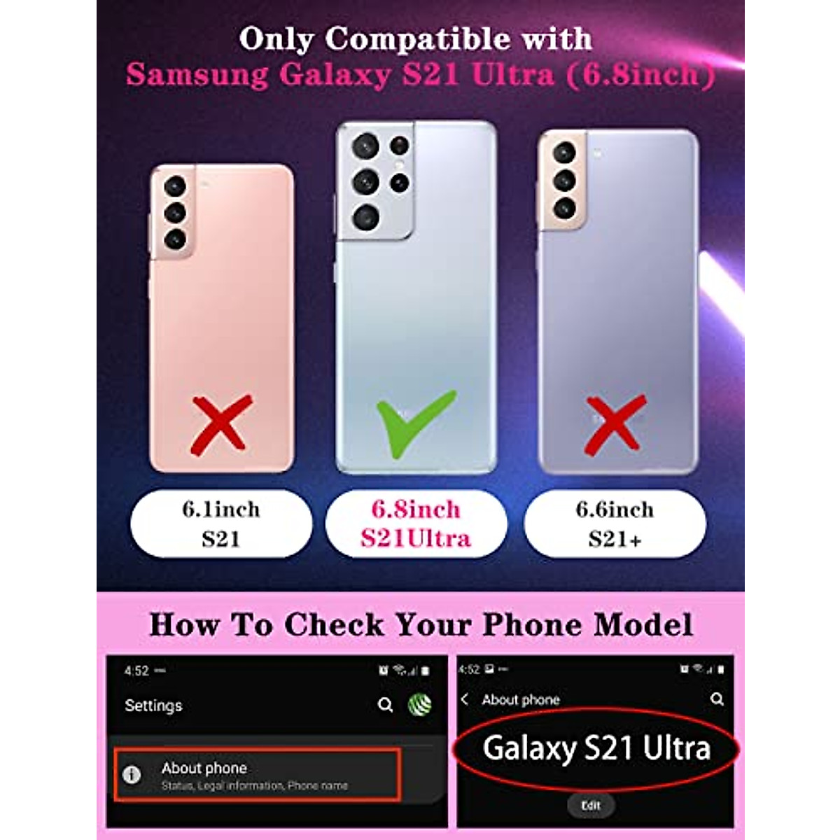 Goocrux (2in1 for Samsung Galaxy S21 Ultra Case Skull Skeleton Women Girls Cute Girly Phone Cover Cool Funny Goth Design with Slide Camera Cover+Ring Holder Teen Cases for S21 Ultra 6.8''