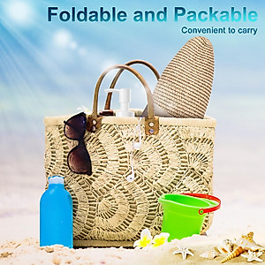 VIFUUR Womens Straw Hats Wide Brim Summer Visor Beach Sun Hat Packable UPF UV Foldable Travel Mix Beige-Beige M/L