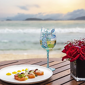 NymphFable Hand-painted Wine Glass Mermaid Sayings Artisan Painted 15oz Personalised Gift for Girls Women