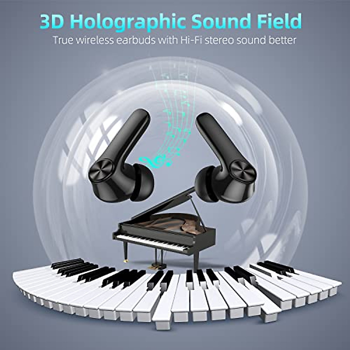 Bluetooth Headphones, 24H Playtime 5.3 Wireless Bluetooth Earbuds Deep Bass Clear Call, IPX6 Waterproof Sport Ear Buds with USB-C, Led Display Touch Contro In-Ear Headset Compatible for iPhone Android