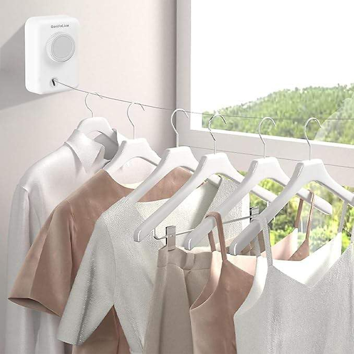 GorillaLine Max - Retractable Clothesline Indoor Outdoor Clothes Line | Heavy Duty Clothes Drying Laundry Line | Wall Mounted Drying Rack Clothing Line | with GorillaGrip Technology
