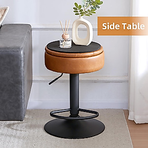 RUCUKEN Storage Bar Stools Adjustable Bar Stool Chair Swivel Bar Stools Modern Bar Stools Round Bar Stools