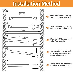 VEGA U Tension Shower Curtain Rod Anti-slip No Drill for Bathroom Bedroom Study Window Closet Doorway, 43-72 inch Adjustable (Silver)