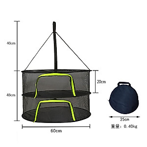 Layers Drying Net for Herbs Hanging Basket Folding Dry Rack Herb Drying Net Dryer Bag Mesh for Flowers Buds Plants Organizer (2 Tiers)