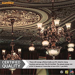 Sunlite 45162 LED A15 Appliance Clear Light Bulb, 6 Watts (40W Equivalent), 450 Lumens, Medium Base (E26), 90 CRI, Dimmable, ETL Listed, Ceiling Fan, Title-20 Compliant, 3000K Warm White, 6 Count