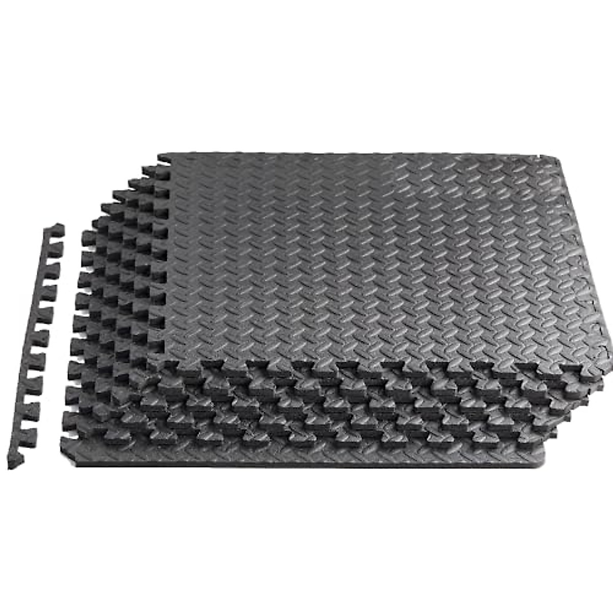 Yes4All interlocking Exercise Foam floor mats, for Gym Equipment – Eva Tiles (24 Square Feet – Black – 6 pcs)
