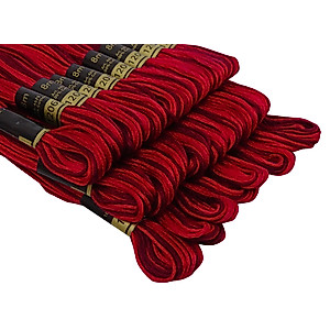 IBA Indianbeautifulart Anchor Dual Shade Stranded Cotton Cross Stitch Hand Embroidery Thread Floss 25 Skeins-Red & Maroon