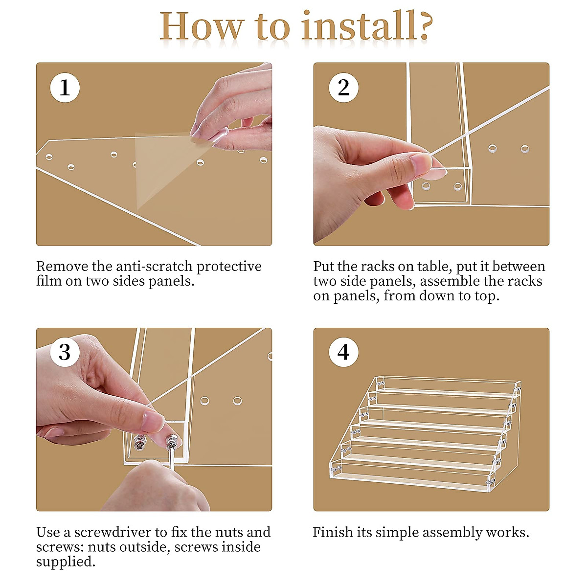 Benbilry 6 Tiers Acrylic Nail Polish Organizer 72 Bottles Essential Oil Stand Clear Holder Sunglasses Eyeglasses Display Makeup Organizer(6 Tiers)