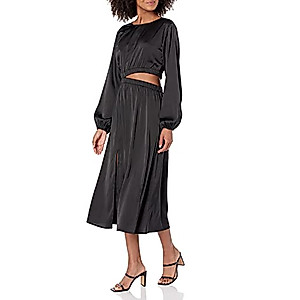 The Drop Women's Jacob Long Sleeve Cut Out Midi Dress, Black, XXL, Plus Size