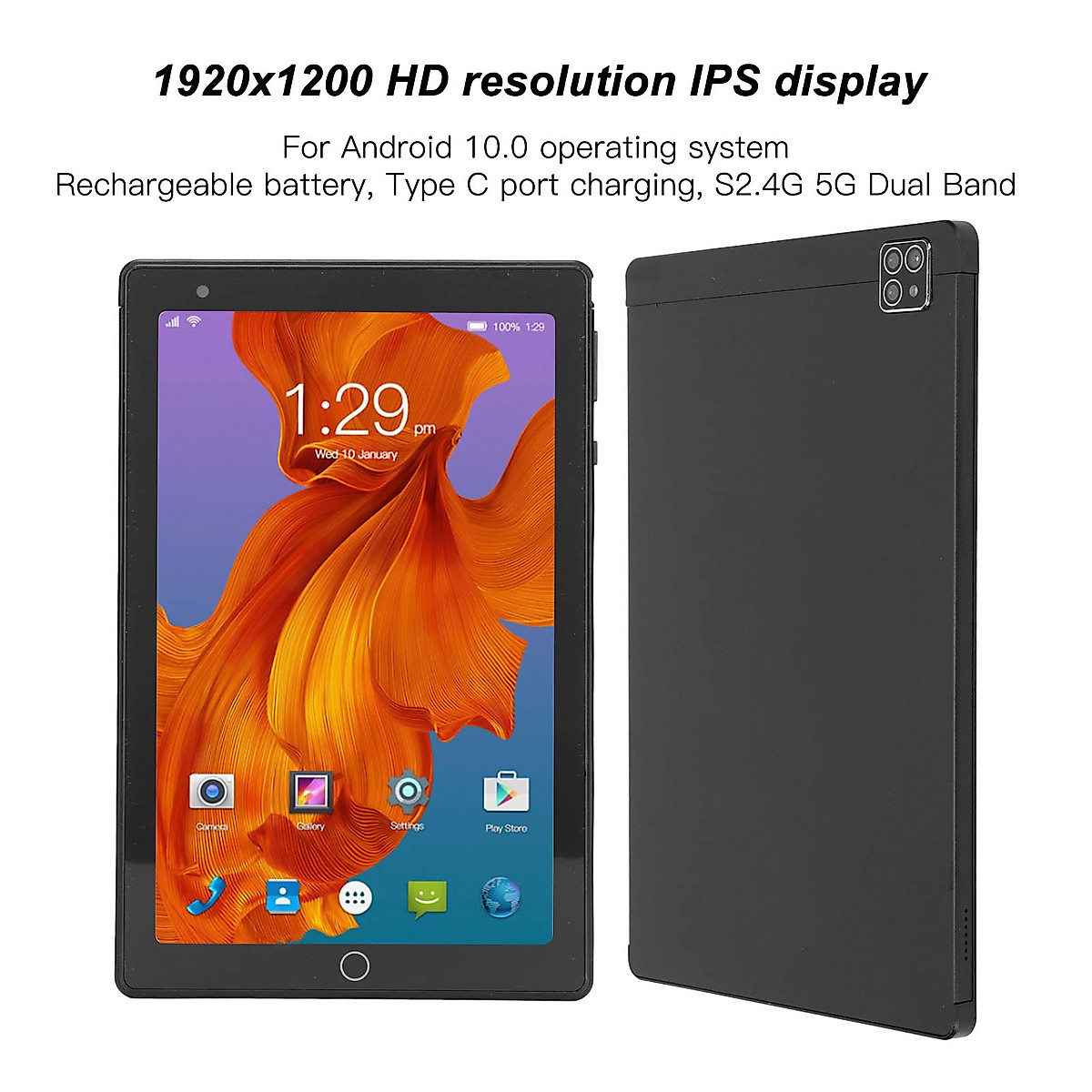 Septpenta 8 Inch Tablet with Octa Core CPU Processor, 1920X1200 HD IPS Display, 4Gb RAM 64Gb ROM, 200W Px Front Camera 800W Px Rear, 8800Mah, 2.4G WiFi 4.2 Bluetooth for Android 10(USA)