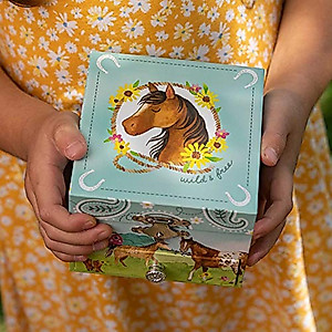 Jewelkeeper Girl's Musical Jewelry Storage Box Pullout Drawer, Horse and Barn Design, Home on the Range Tune
