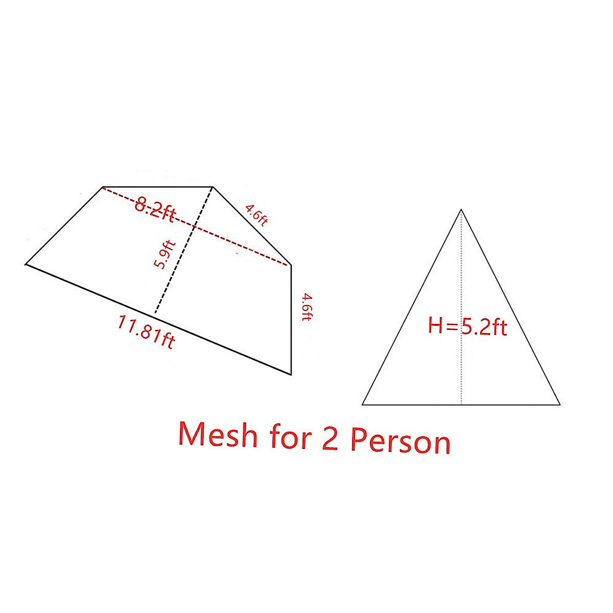 Half Octagonal Mesh Net for 4 Person Tipi Tent 2 Person Mesh Camping and Hiking (Inner Mesh for 1 Person)