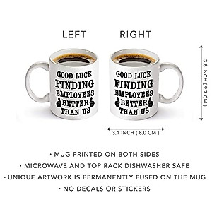 TRDSEDSW Best Boss Going Away Gifts - Good Luck Finding Employees Better Than Us - Funny 11oz Coffee Mug Novelty Leaving Farewell New Job Retirement Birthday Gifts for Men Women