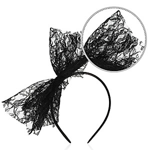 Blulu 80's Lace Headband Costume Accessories for 80s Theme Party, No Headache Neon Lace Bow Headband, Set of 4 (Fresh Color)