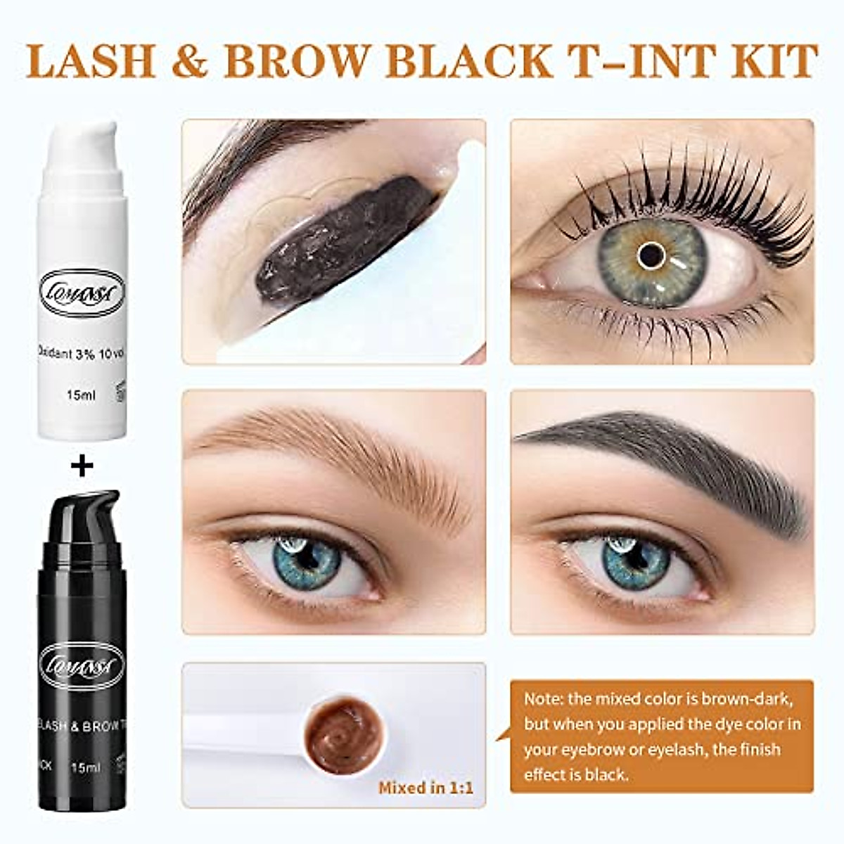 Lomansa Lash Lift and Black Kit, Instant Fuller Eyelash Lift Brow Lamination Kit with Black Colors, Fast Quick Lifting and Voluminous Coloring, Achieve Salon-Quality Results