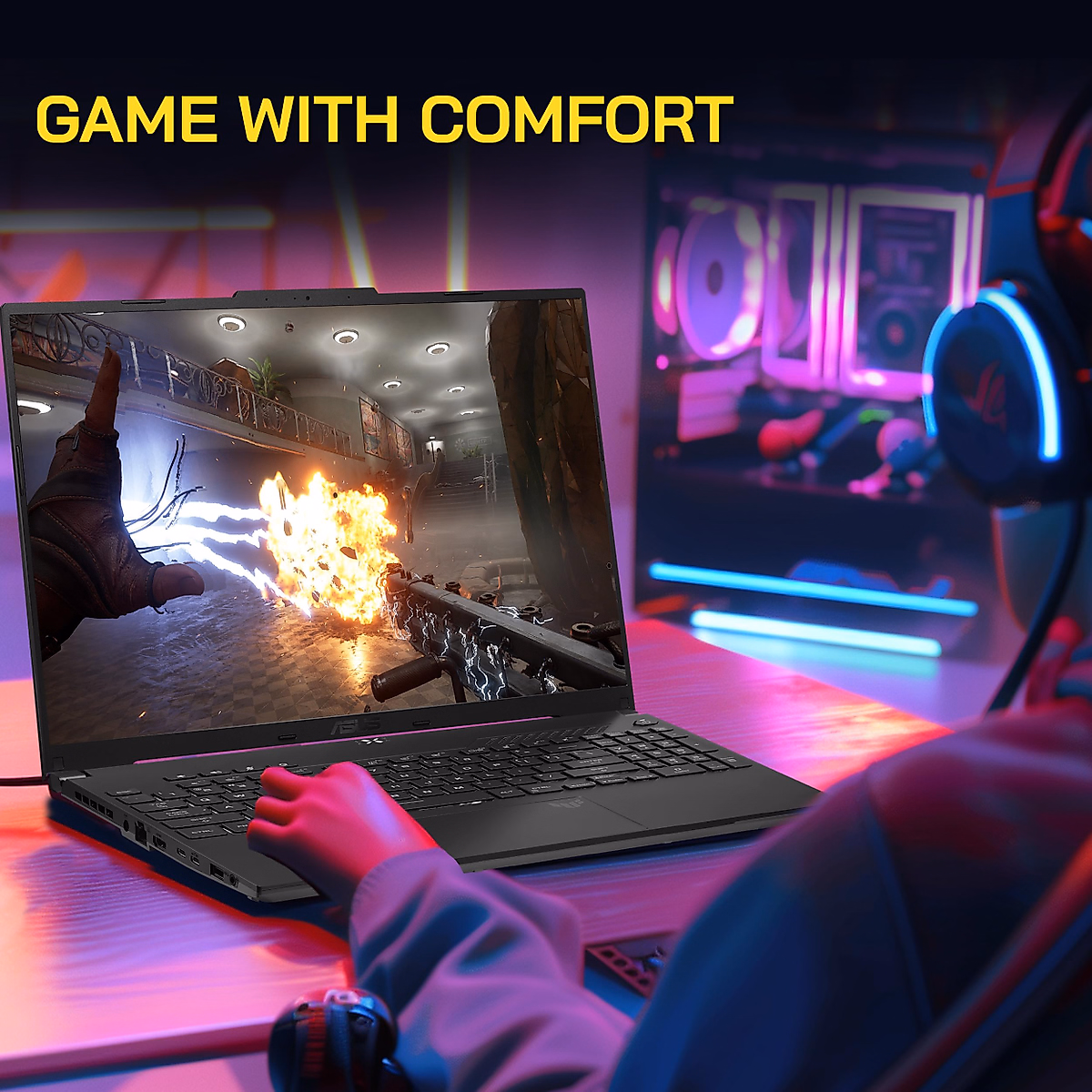 asus TUF A16 16'' FHD 165Hz Gaming Laptop, AMD Ryzen 7-7735HS, Radeon RX7600S V8G Graphics, 64GB DDR5 RAM, 4TB PCIe SSD, RGB Backlit Keyboard, Wi-Fi 6, HD Camera, Black, Win 11 Pro, 32GB USB Card