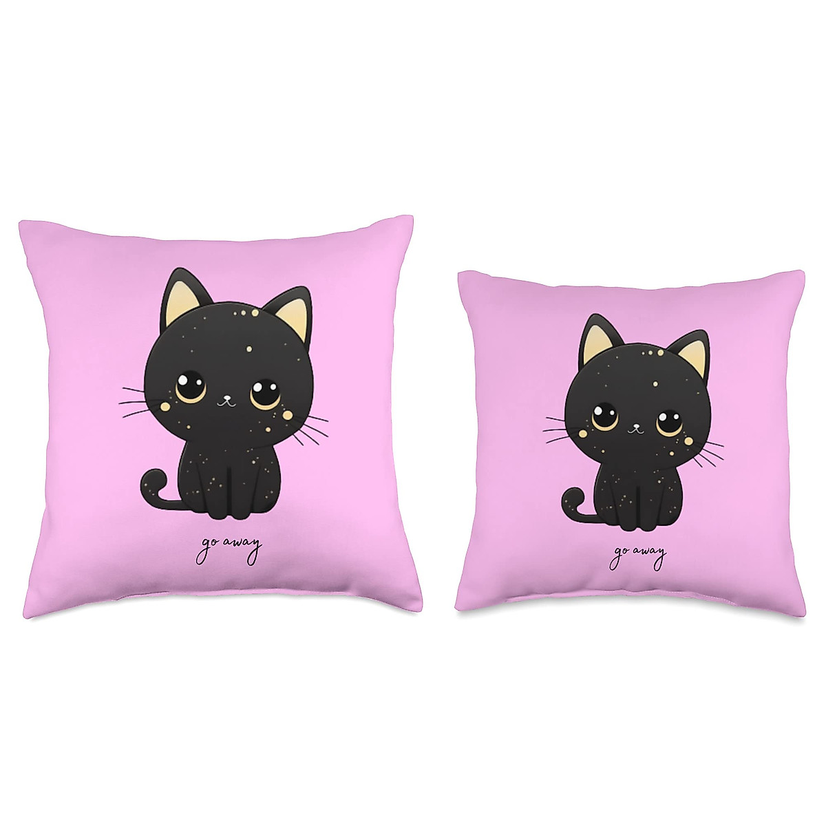 Sarcastic Designs Black Kitten Go Away Throw Pillow, 16x16, Multicolor