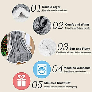 Catalonia Grey Sherpa Throw Blanket, Super Soft Fluffy Fuzzy Comfy Velvet Plush Fleece TV Blankets and Throws for Sofa Couch Bed for Adults Child, 50"x60", Melange