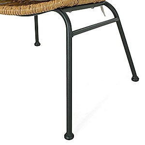 Christopher Knight Home Grace Outdoor 3 Piece Wicker Chat Set, Light Brown, Beige, and Black