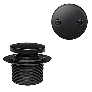Westbrass R93-2-62 1-1/2" Coarse Thread Tip-Toe Bathtub Drain Trim Set with 2-Hole Overflow Faceplate, Matte Black