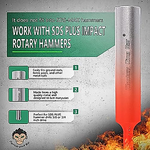 Monkey King Bar -SDS Plus Bits -5/8" and 3/4" Diameter Ground Rod Driver Use for SDS Plus Hammer Drills Bits