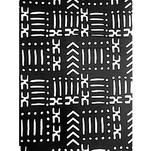 Generic African Fabrics by The Yard - Mudcloth Print Variations - Black and White, 44 Inches