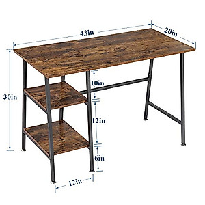 VECELO 43 Inch Computer Modern Student Writing Home-Office, Ladder Desk, Dark Walnut+Black Leg