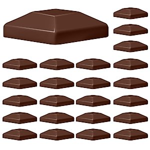 TonGass (24-Pack, Brown) 4"x4" (3 5/8") Wood Fence Post Caps - Wooden Fence Post Cover Deck Post Cap - Durable Plastic Water-Proof and UV-Proof - Protect Wooden Fence Poles from Cracking and Rotting