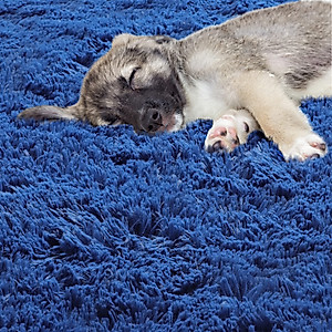 ONASAR Navy Blue Round Area Rug 4ft, Soft Bedroom Circle Rugs Floor Mat for Kids Girls Boys Teen Room, Fluffy Plush Shaggy Carpet for Baby Nursery Living Room Playroom Dorm Home Decor